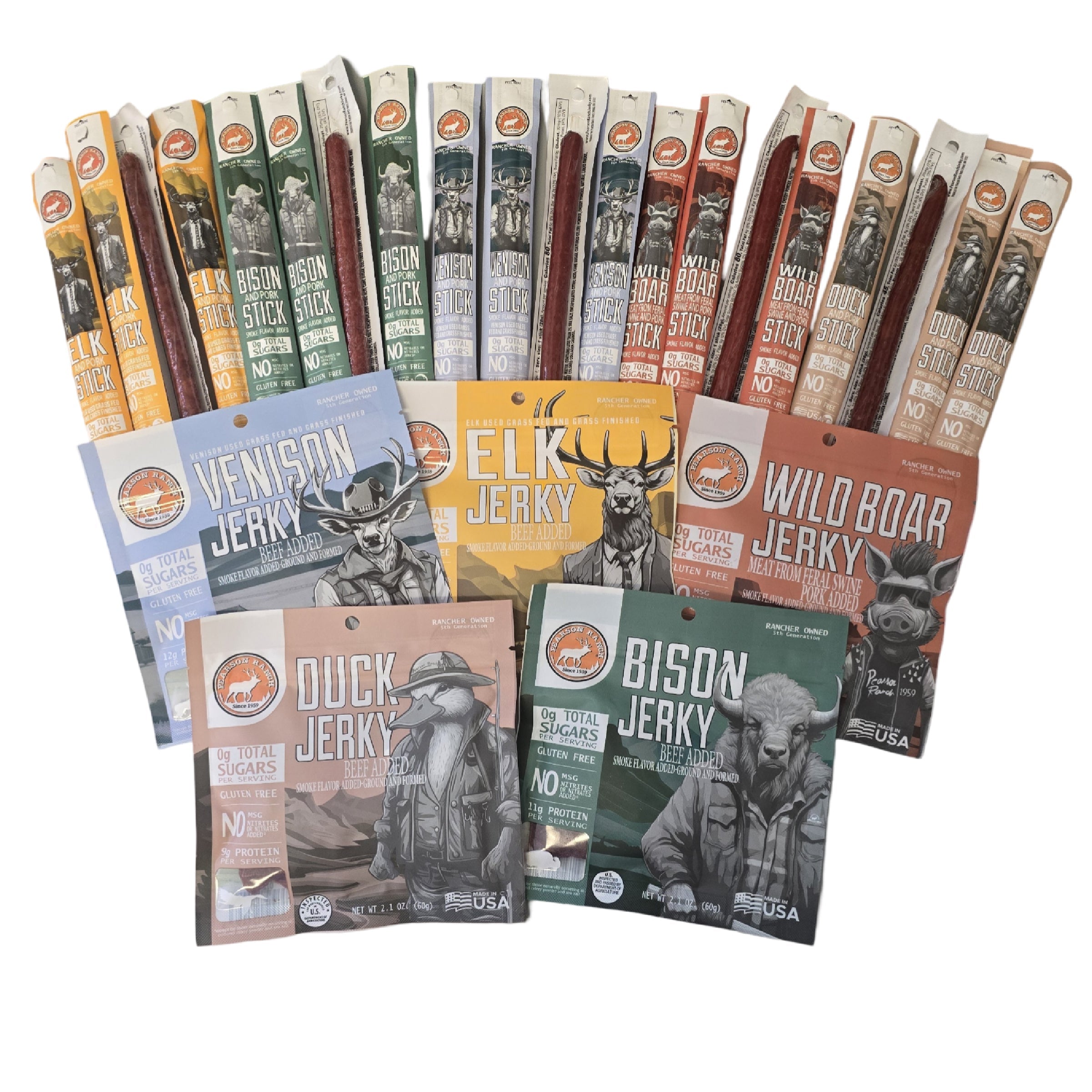 Variety Packs - elk jerky, bison jerky - elk sticks, bison sticks, beef ...