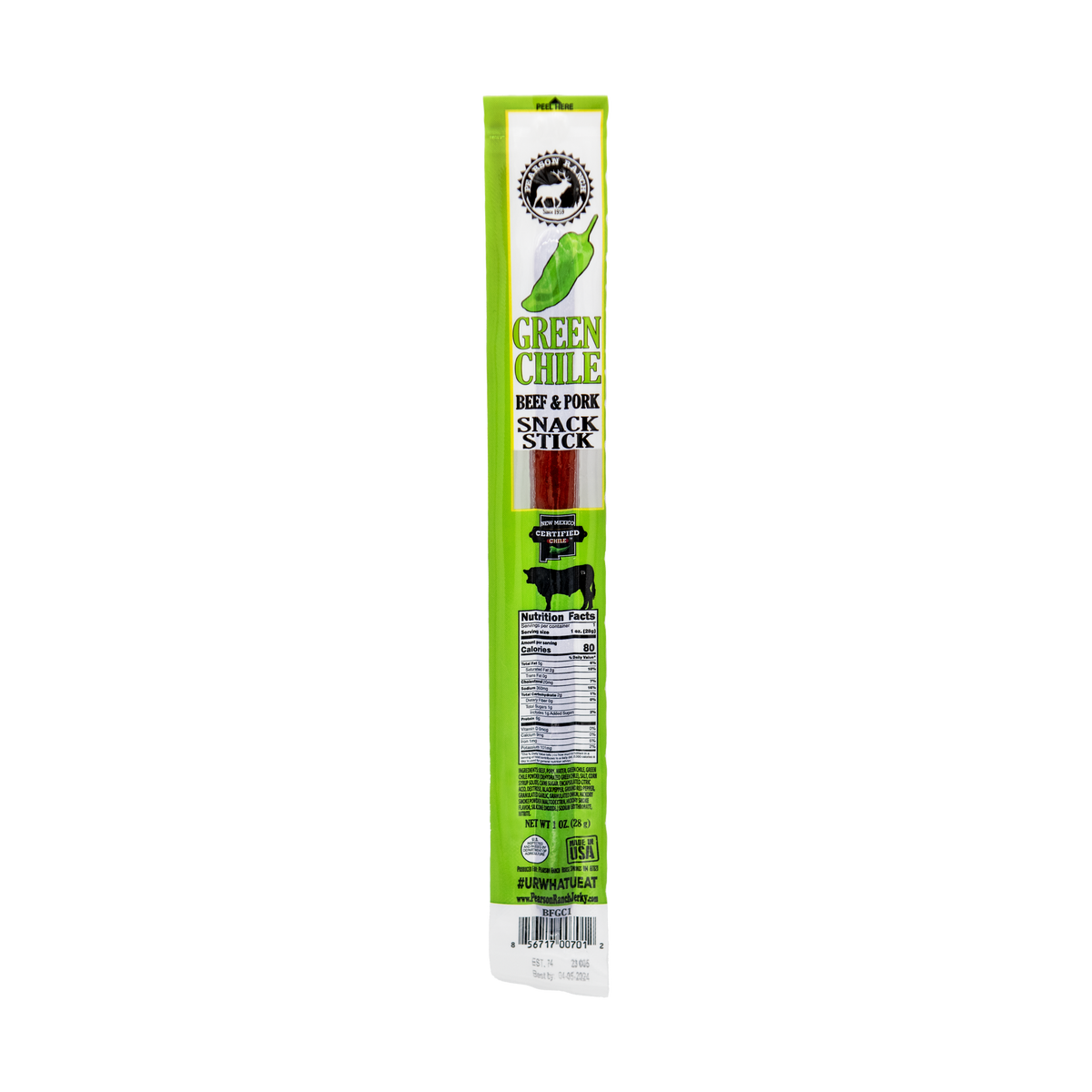 Green Chile Beef & Pork Snack Stick | Pearson Ranch Jerky