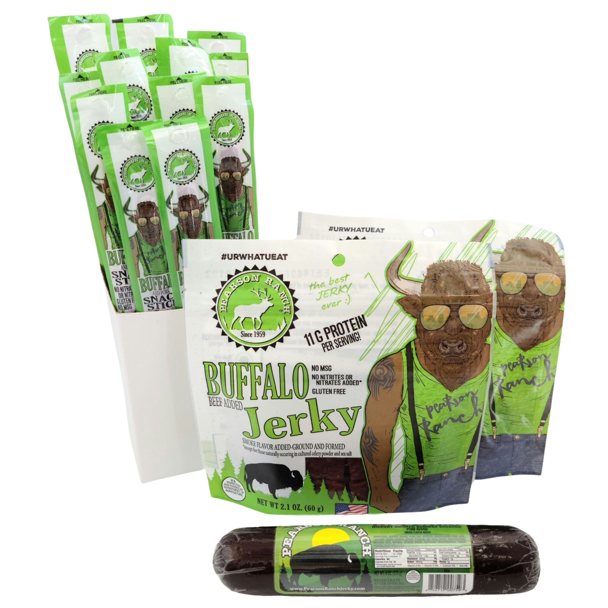 Buffalo Wrangler Variety Pack - Buffalo Jerky, Snack Sticks and Summer ...